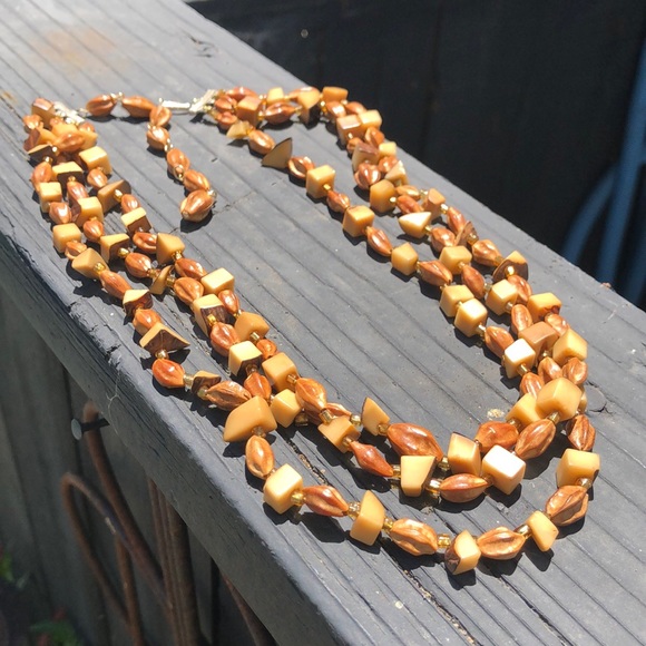 Jewelry | Made In Japan Vintage Triple Strand Nut Necklace | Poshmark